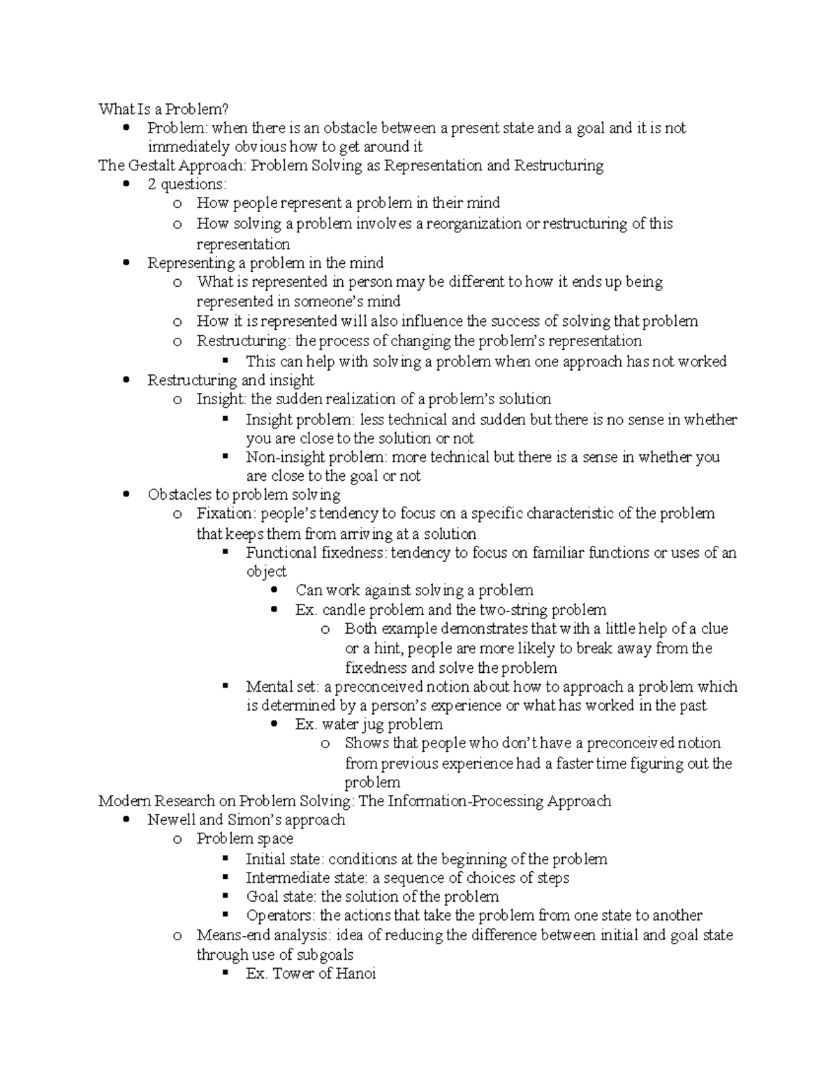 Ch. 12 Problem solving - Summary Cognitive Psychology: Connecting Mind ...