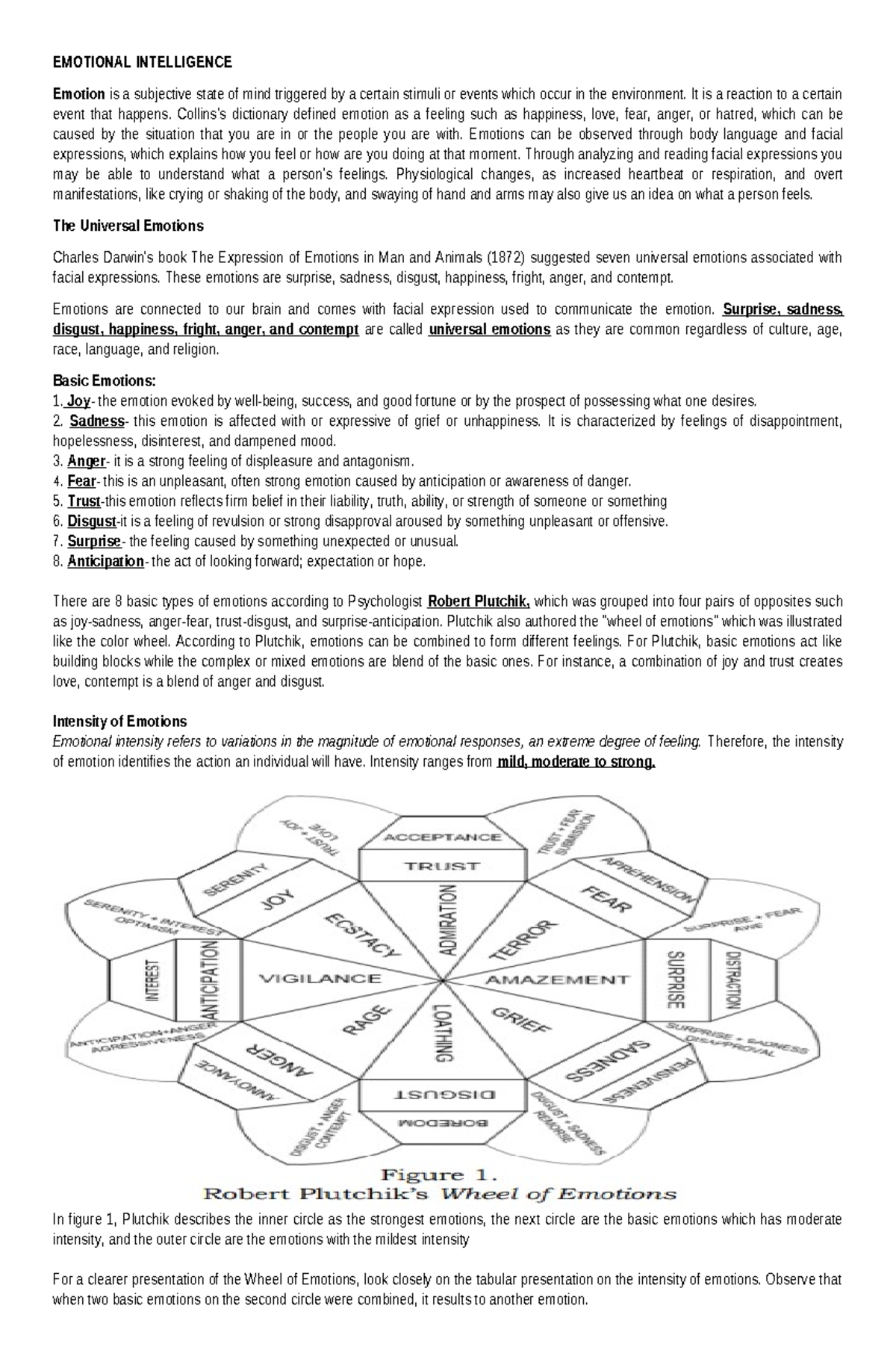 PerDev Emotional Intelligence Handout: Understanding Emotions and Management - Studocu