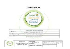 Q4 AFA Agricrop 9 Week1 - lesson plan - W Learning Area TLE 9 AGRI CROP ...