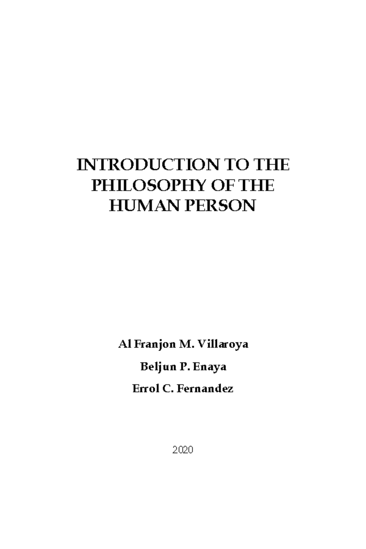 Introduction of Philosophy - INTRODUCTION TO THE PHILOSOPHY OF THE ...