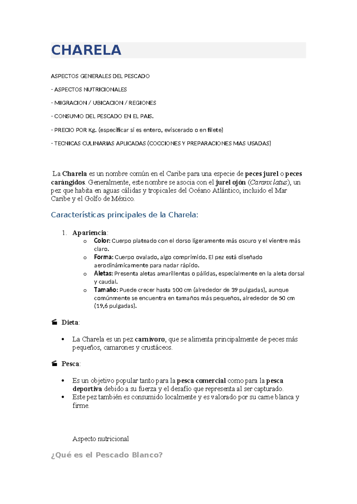 ## Aspectos Generales de la Charela (Pez) - Nutr., Migración, Consumo y ...