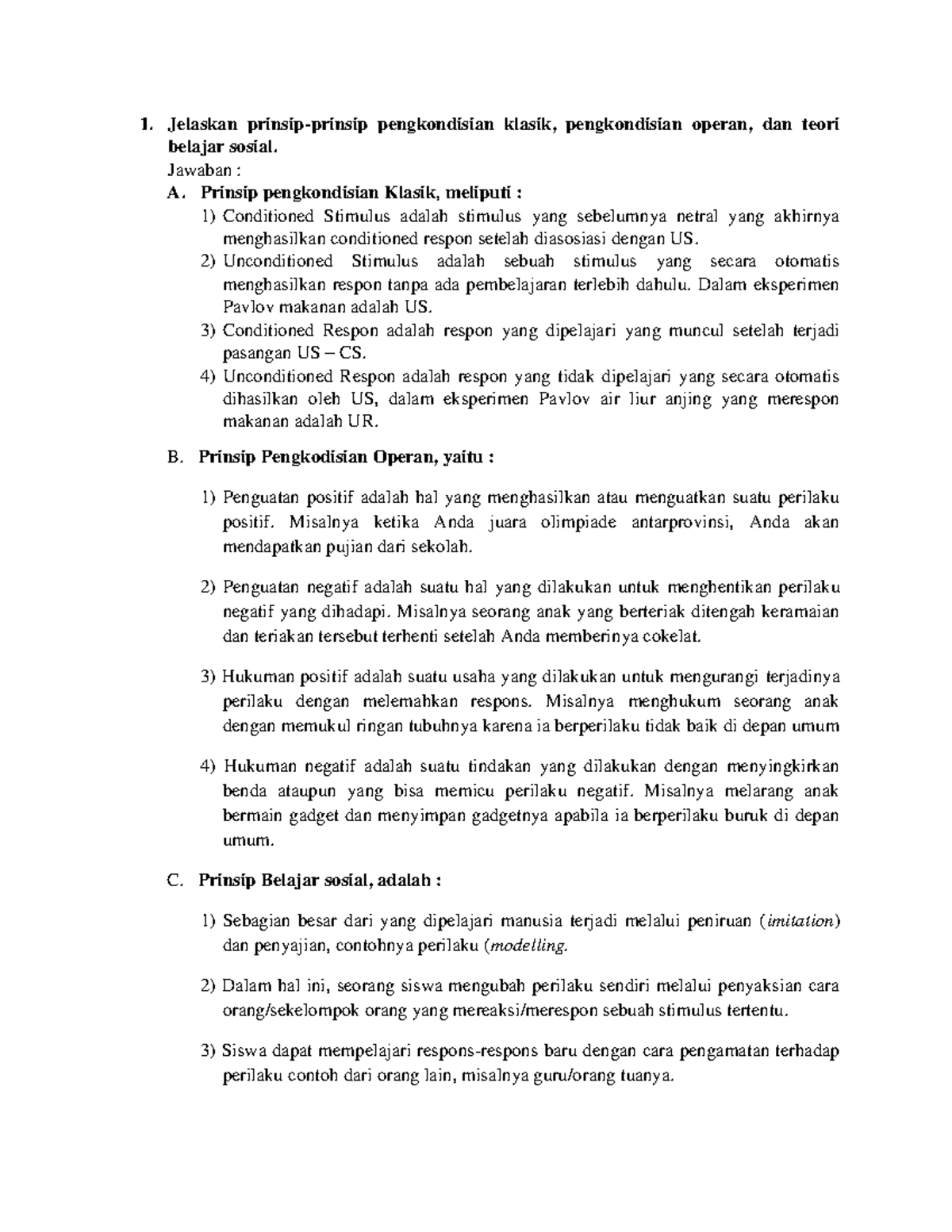 Teori Behaviorisme: Prinsip Klasik & Operan dalam Pembelajaran - Studocu