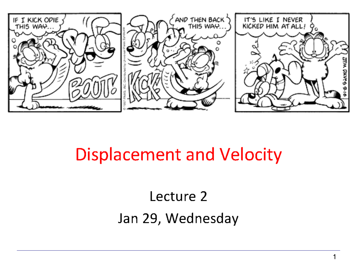 L2 - Displacement and Velocity Lecture Notes (Jan 29) - Studocu