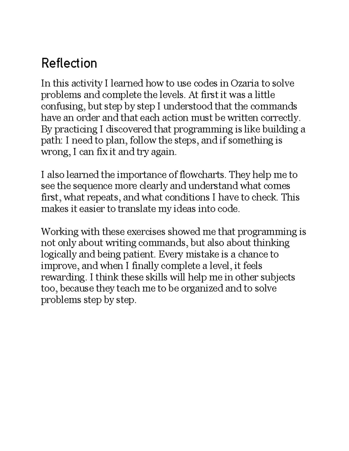 Reflections on Coding Skills in Ozaria: Examen y Eso de Human - Studocu