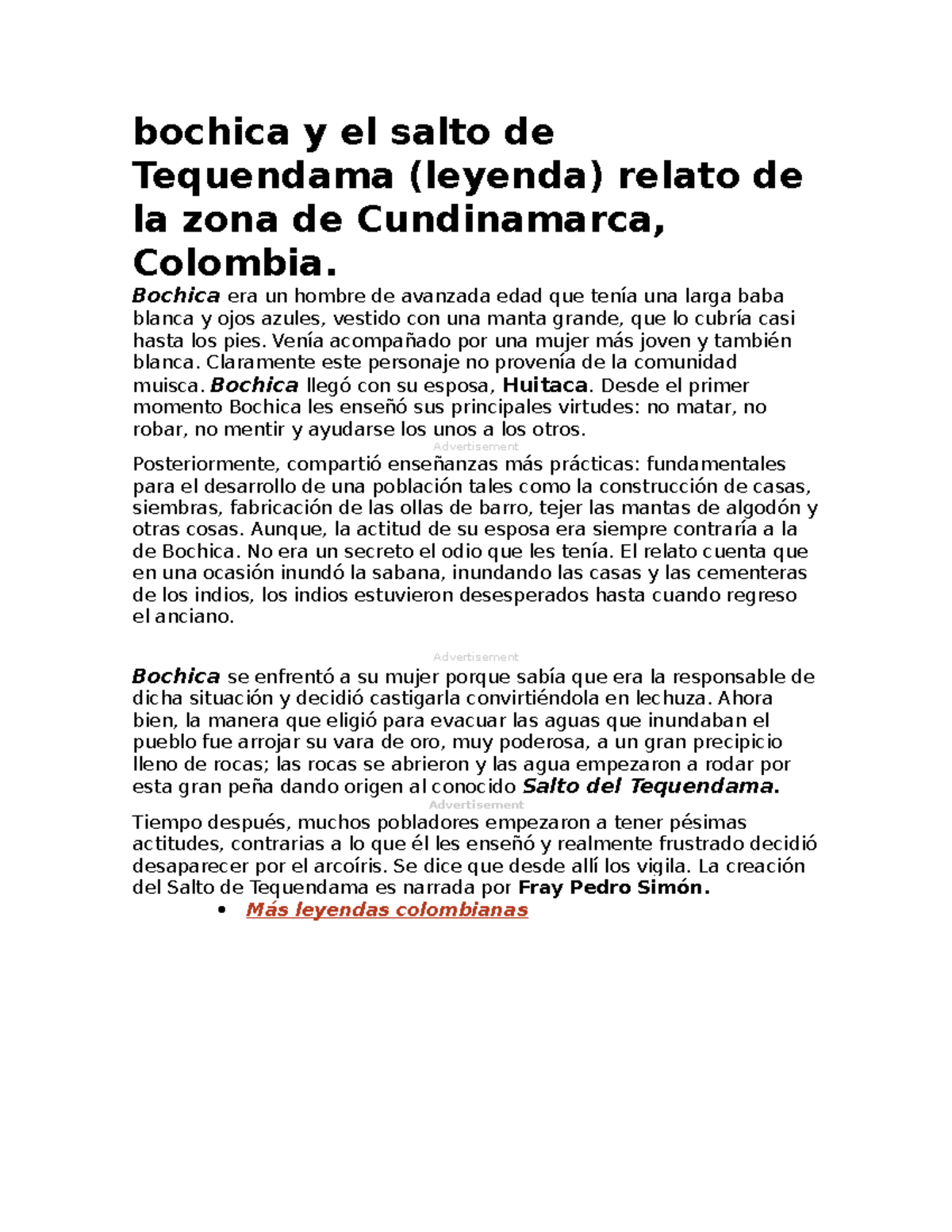 Leyenda de Bochica - Es muy bueno - bochica y el salto de Tequendama (leyenda) relato de la zona ...
