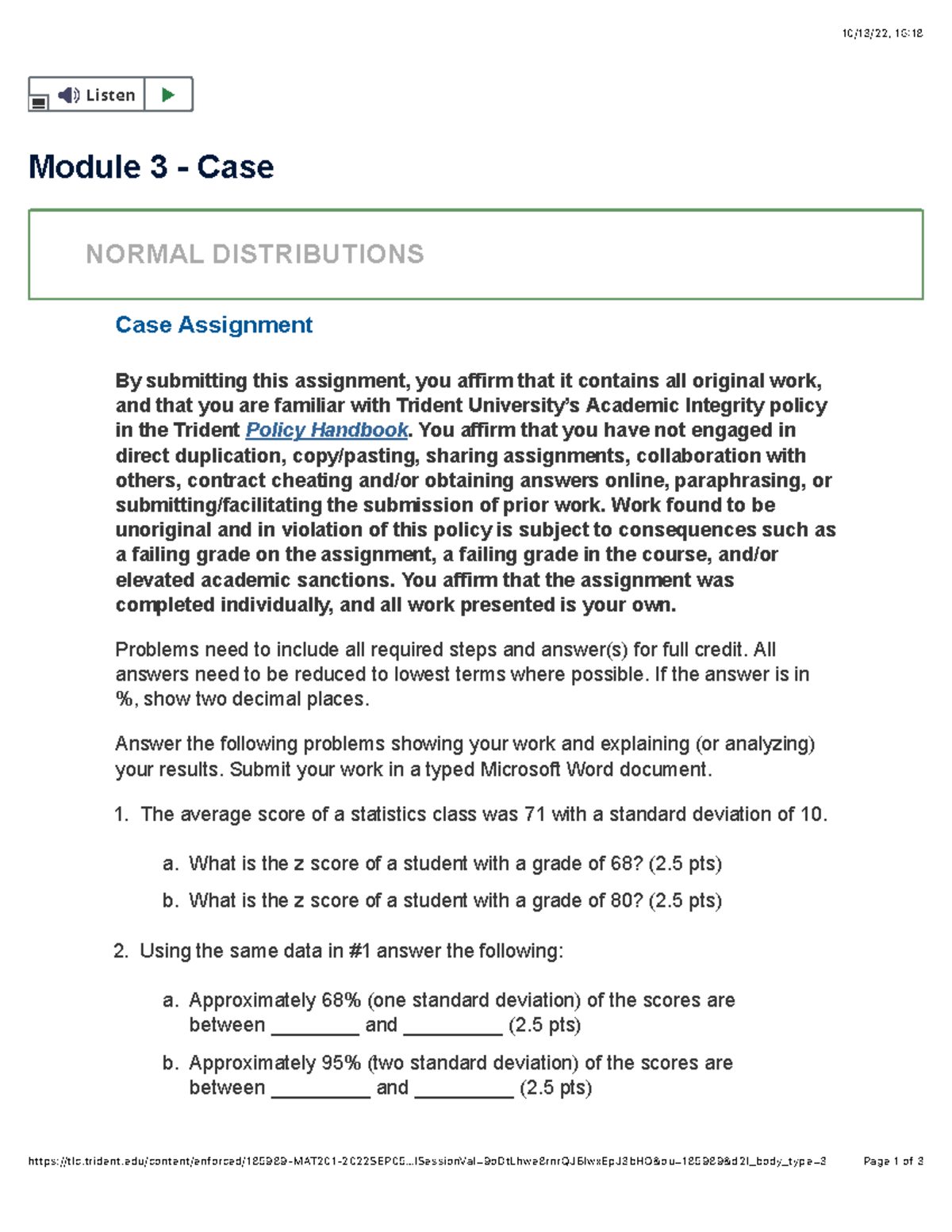 Case - MAT201 Basic Statistics (2022SEP05FT-1) - 10/13/22, 16: 18 - Studocu