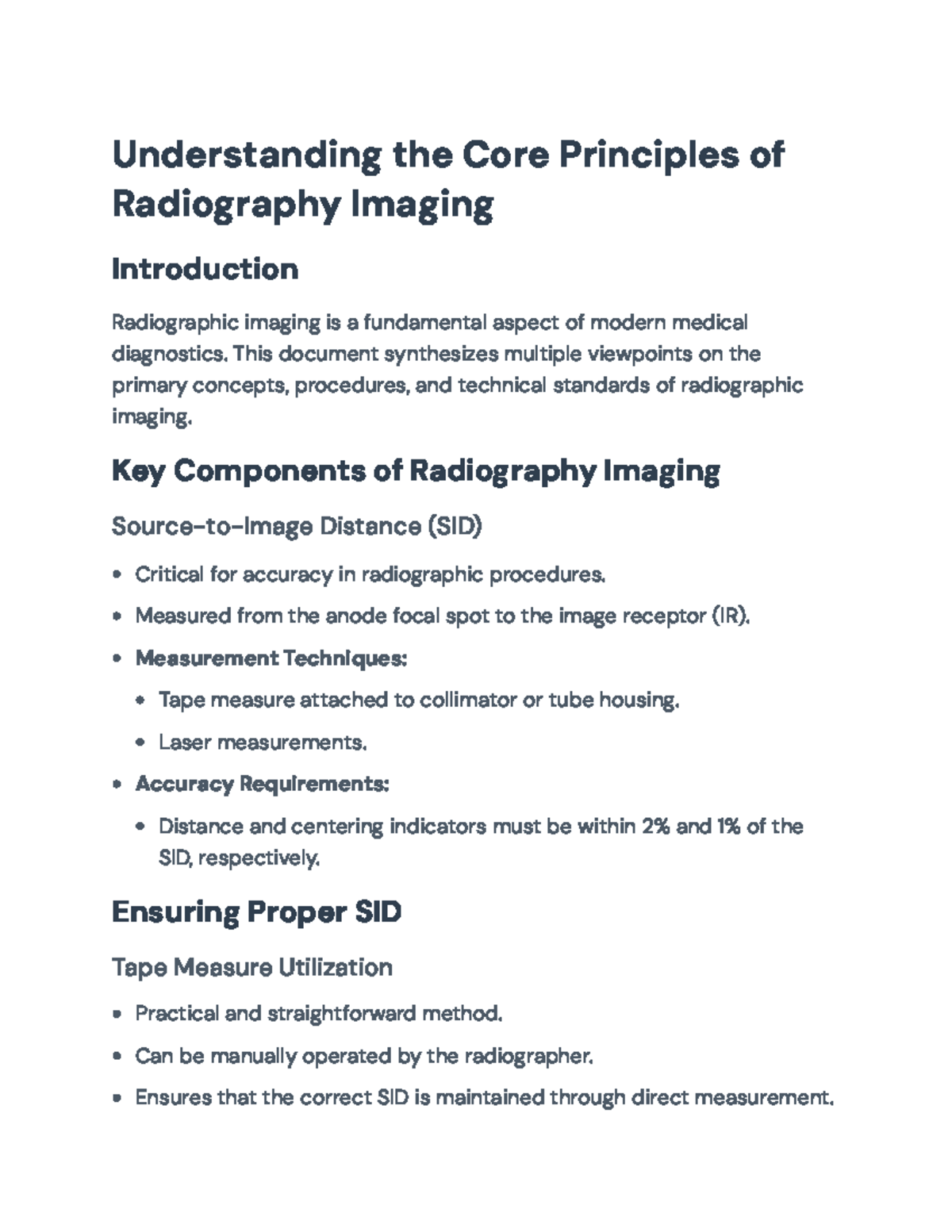 Radiography Imaging Principles: Techniques and Standards Overview ...
