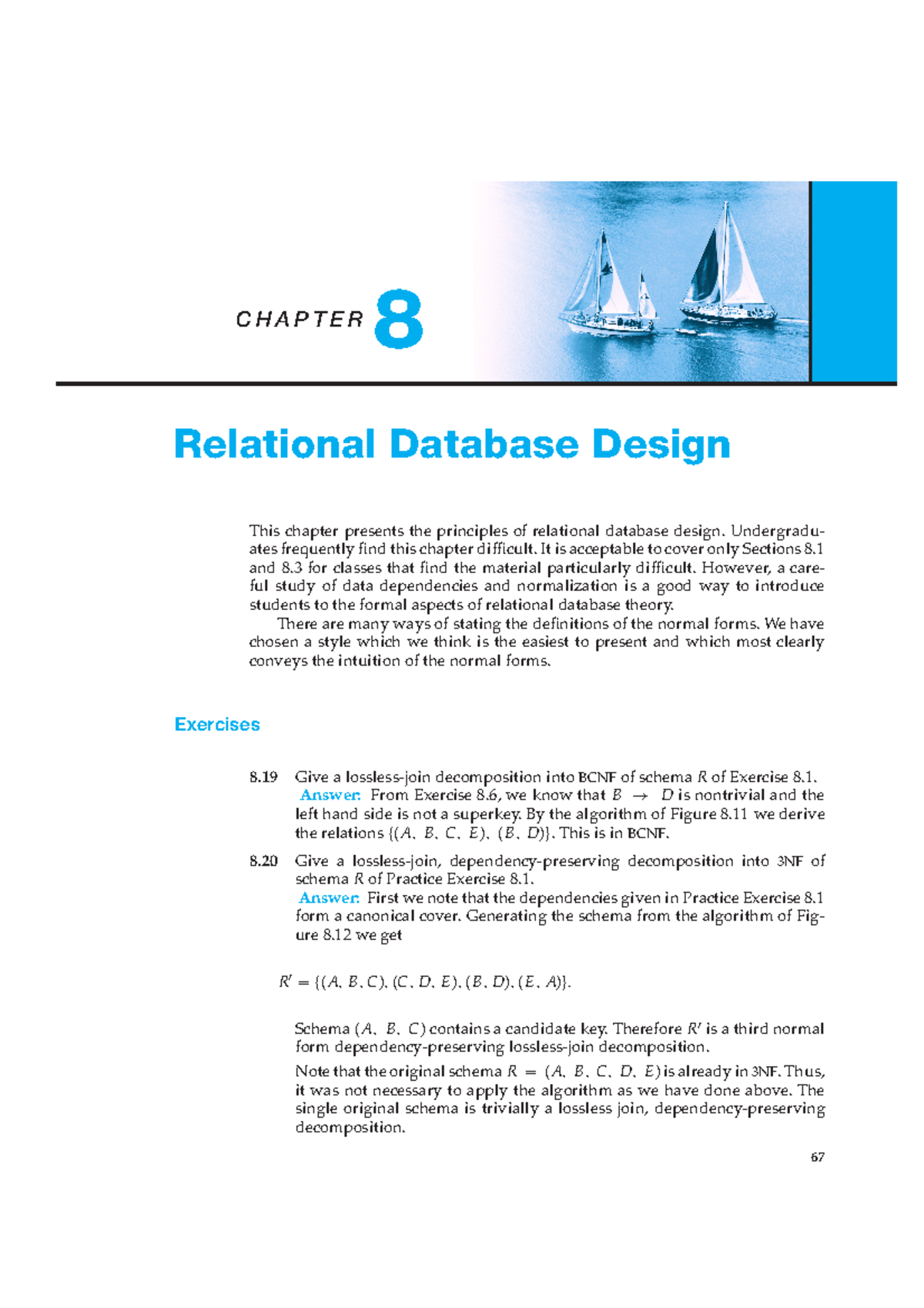 Answer to Database System Concepts - C H A P T E R 8 Relational ...