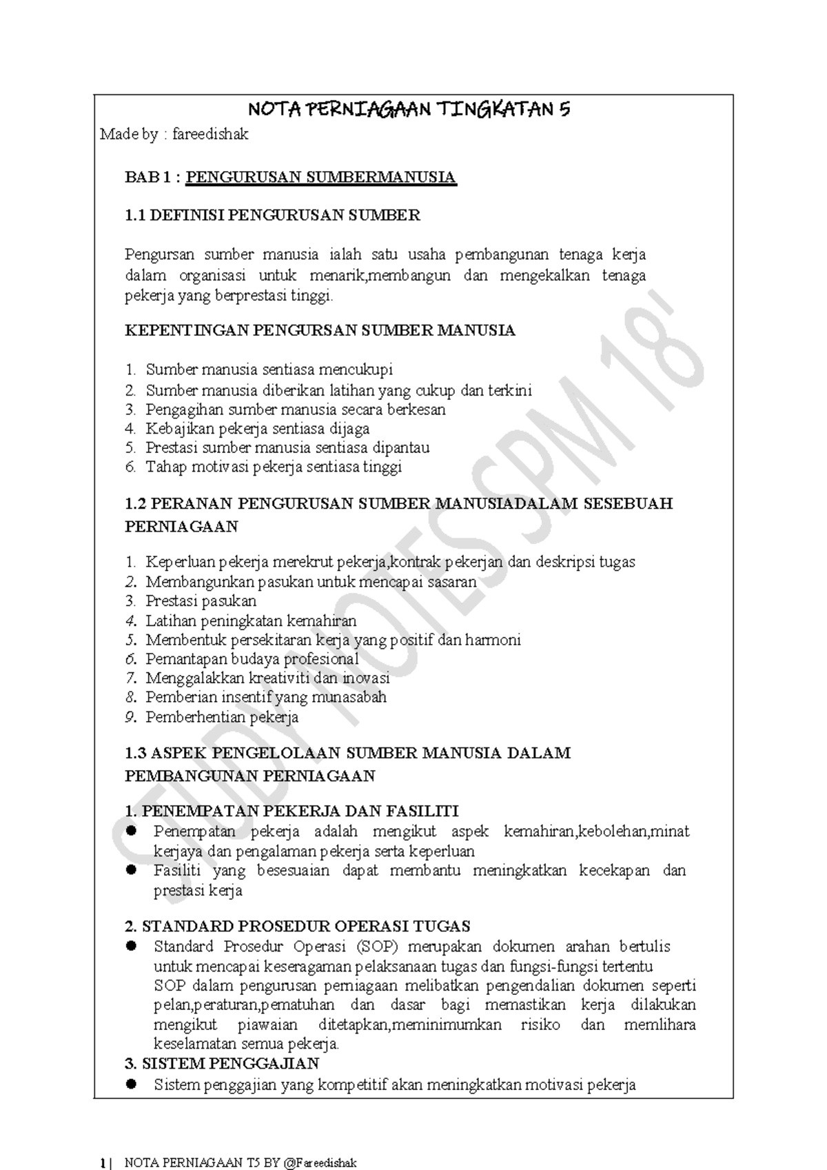Nota perniagaan full f5 [ Shared] - NOTA PERNIAGAAN TINGKATAN 5 Made by : fareedishak BAB 1 ...