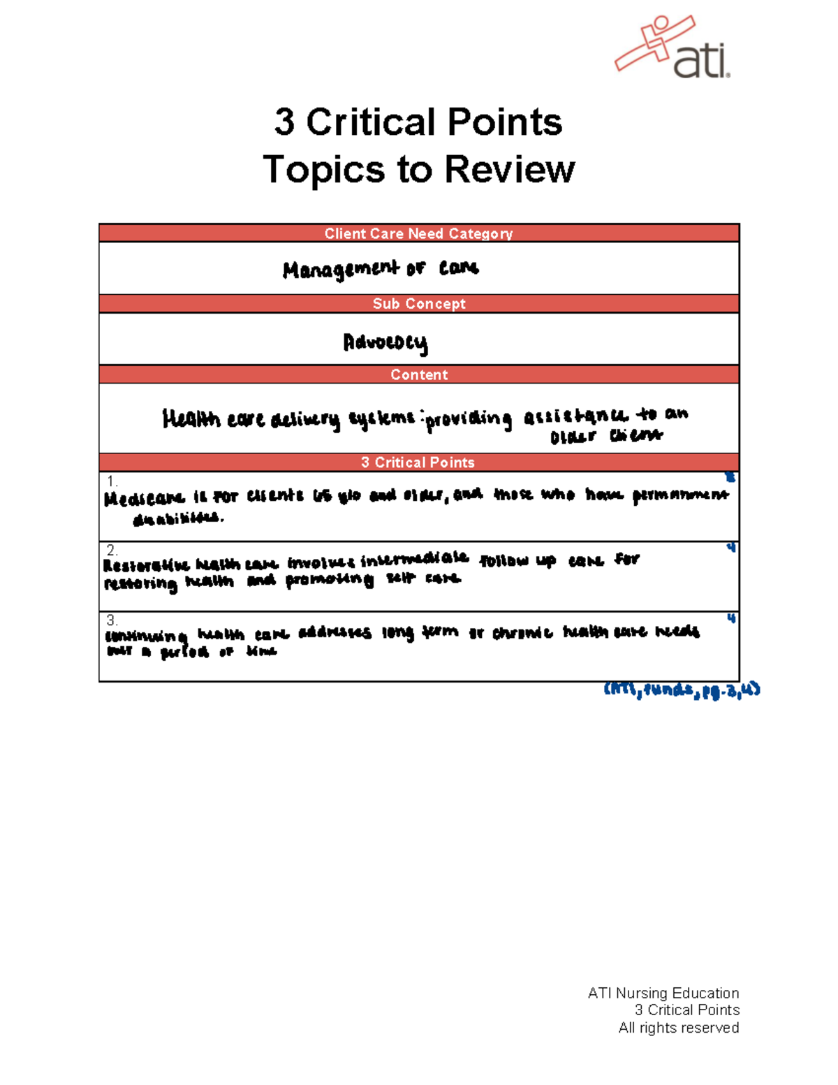 ATI Med Surg Remediation: 3 Critical Points for Client Care - Studocu