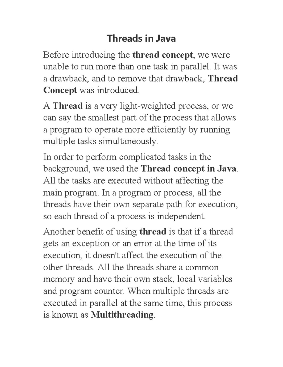 Java Multithreading Concepts and Implementation Guide - Studocu
