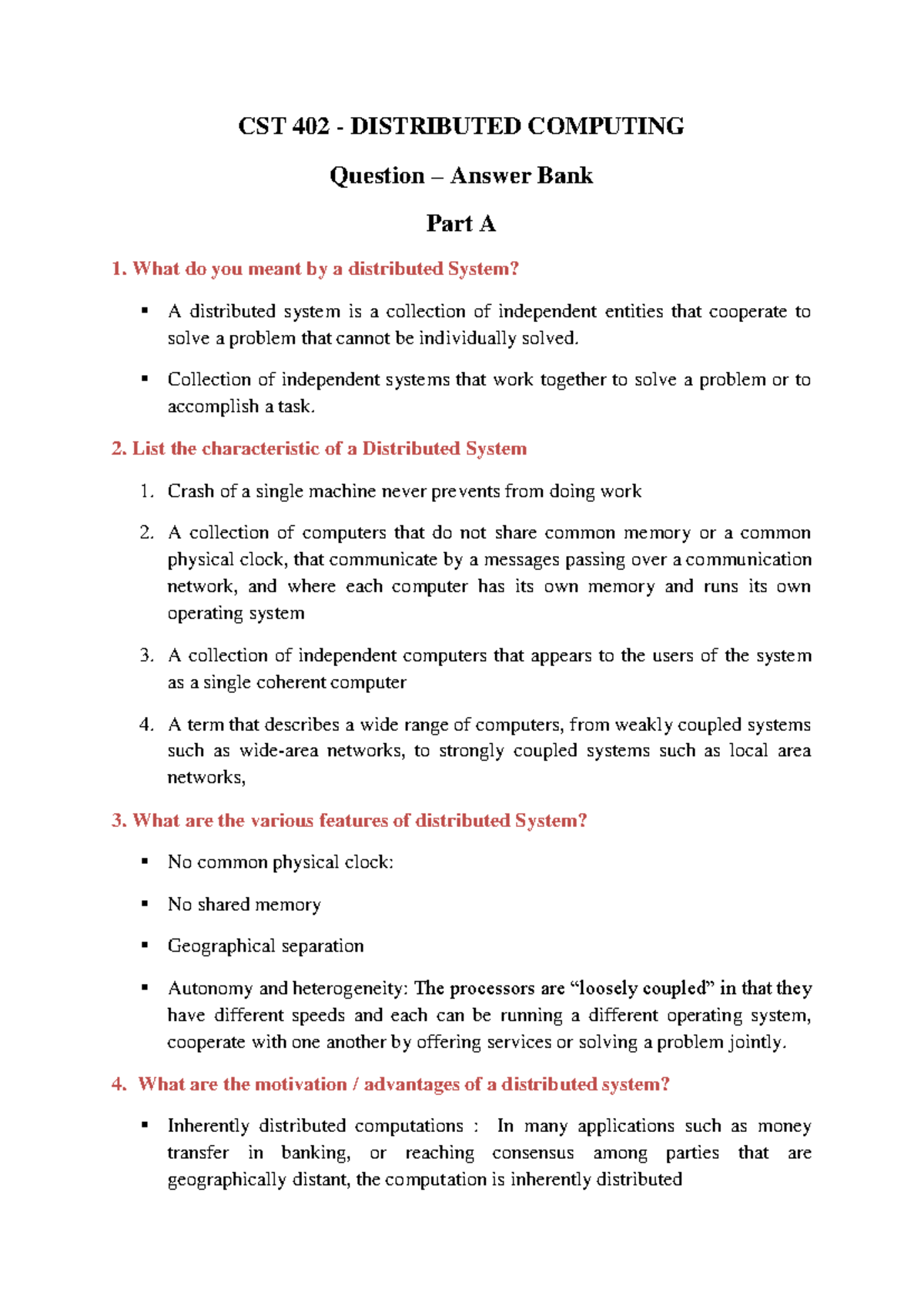 CST 402 DISTRIBUTED COMPUTING Question Answer Bank Module 1 - Studocu
