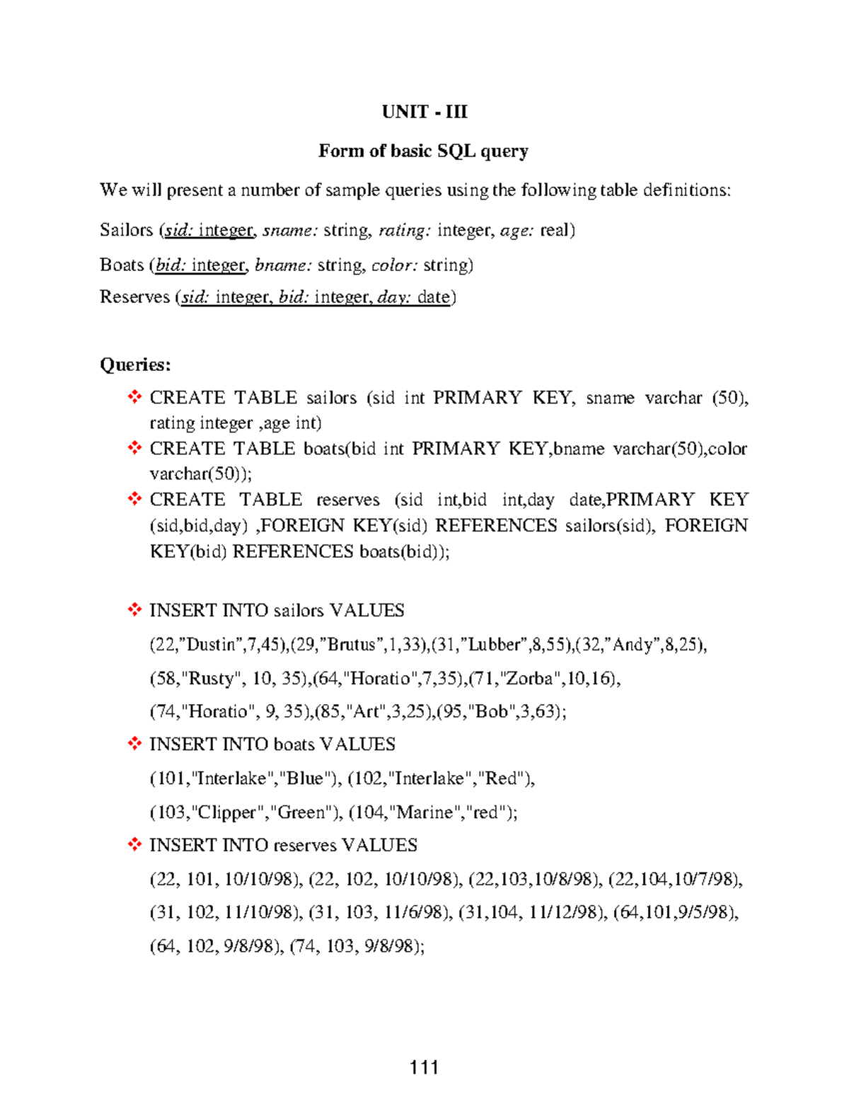 DBMS 301 - Unit 3: SQL Queries and Operations Lecture Notes - Studocu