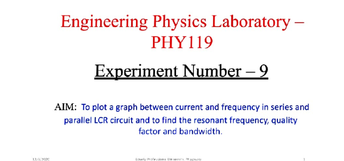 Practical 10 14 4 - Graphing Current vs Frequency in LCR Circuits - Studocu