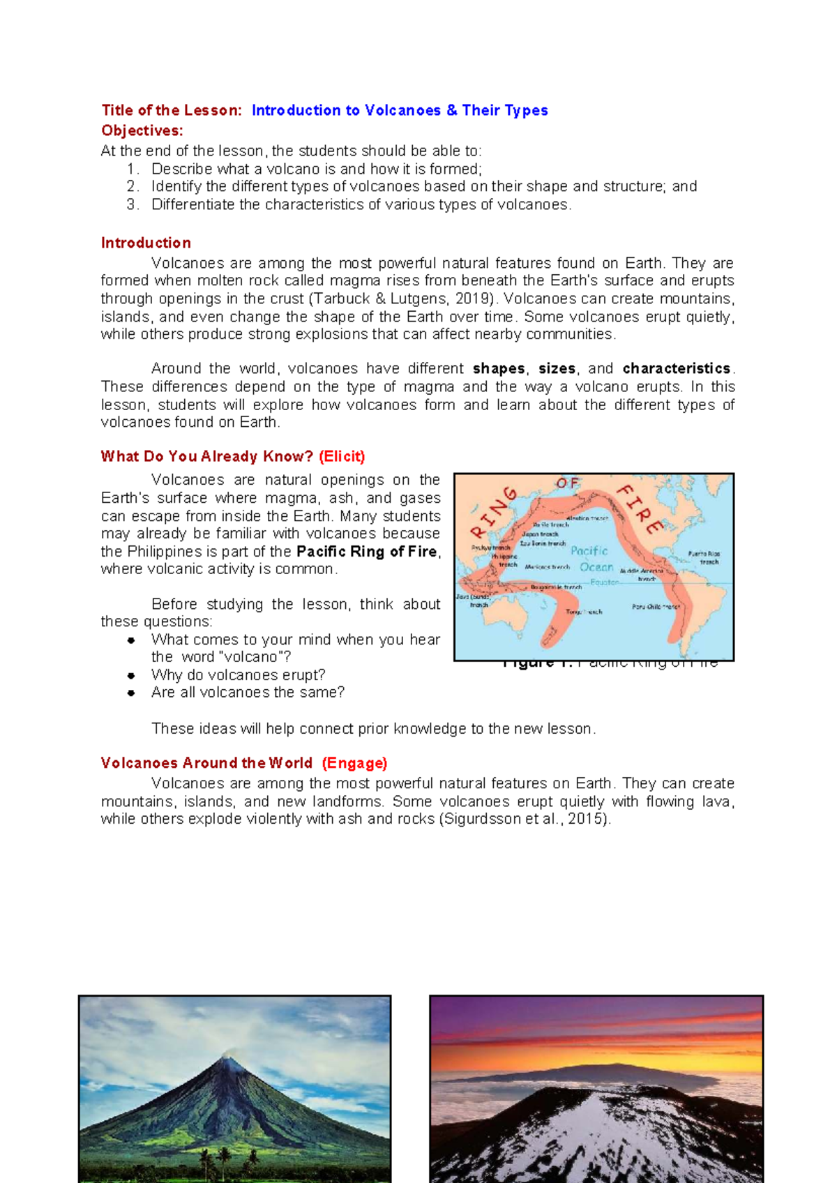 Lesson 1: Introduction to Volcanoes and Their Types - Studocu
