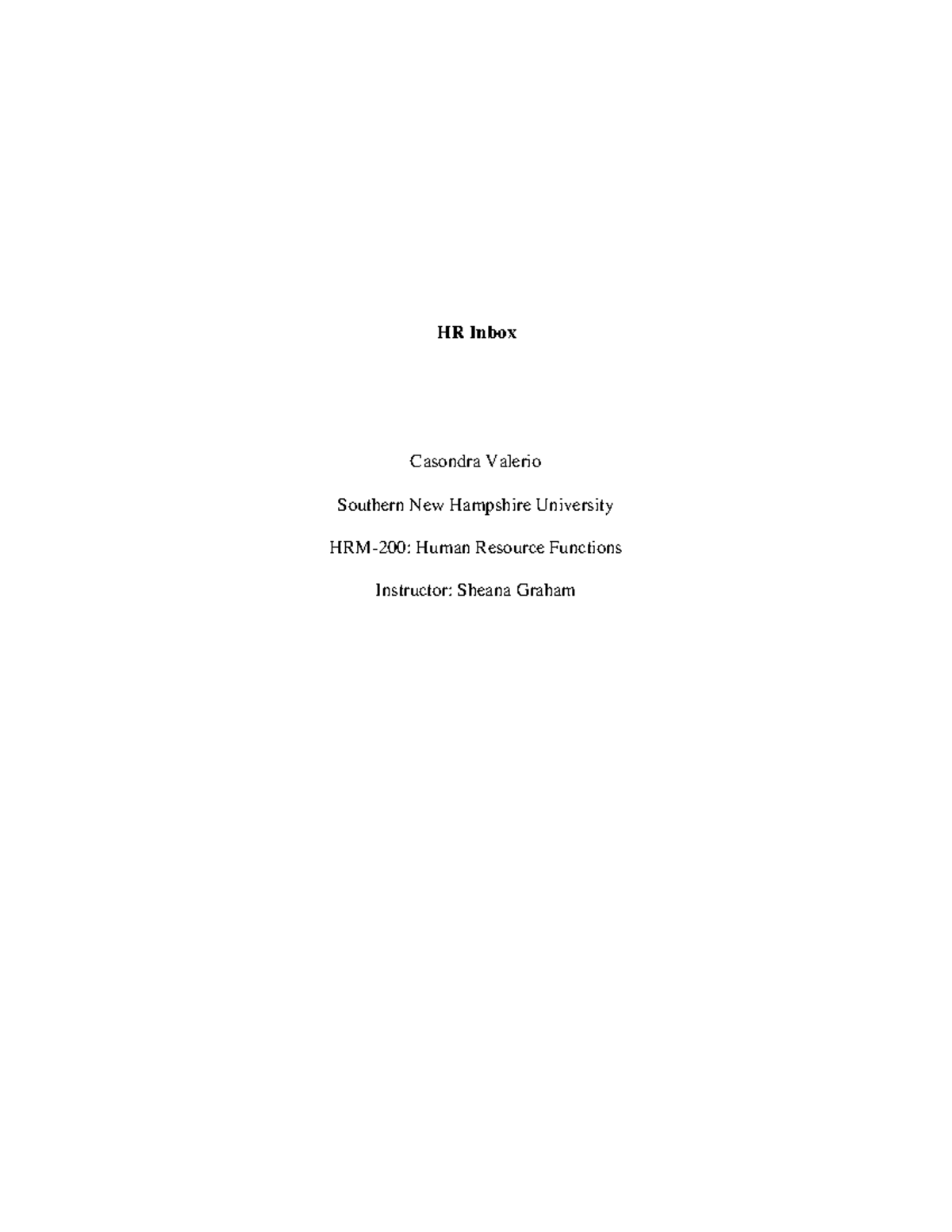 HRM-200: Assignment 4 - HR Inbox Communication Strategies - Studocu