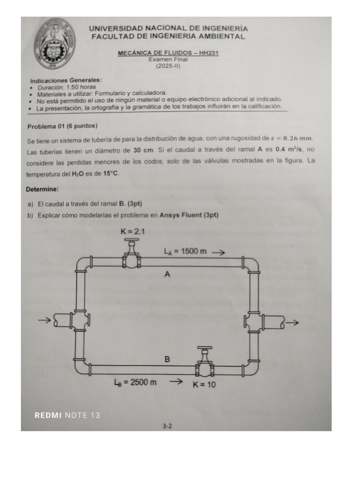 E - EXAMEN FINAL MECÁNICA DE FLUIDOS FIA-UNI: Análisis de Modelos RANS ...
