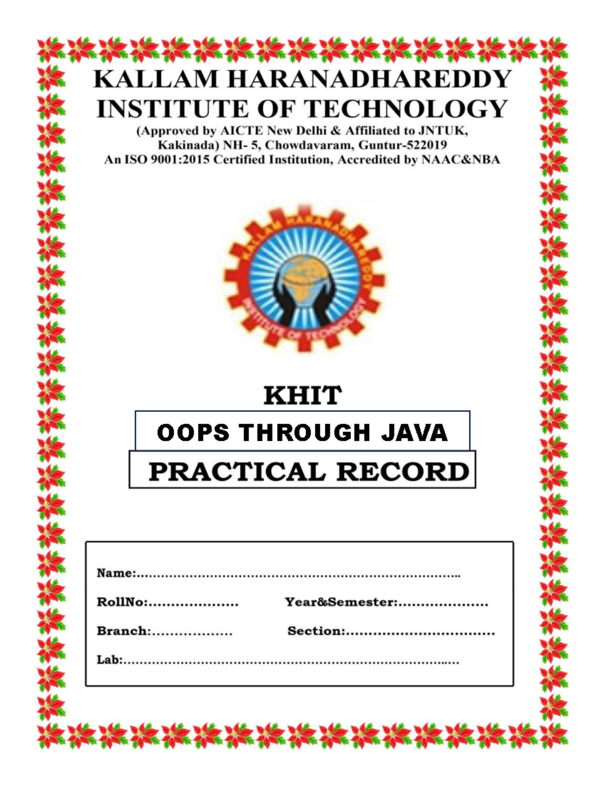 OOPS Through Java Lab Work (CSE R23) - KHIT Autonomous - Studocu