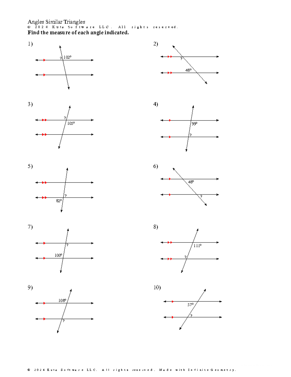 Practise Worksheet: Angles & Similar Triangles (MATH 101) - Studocu