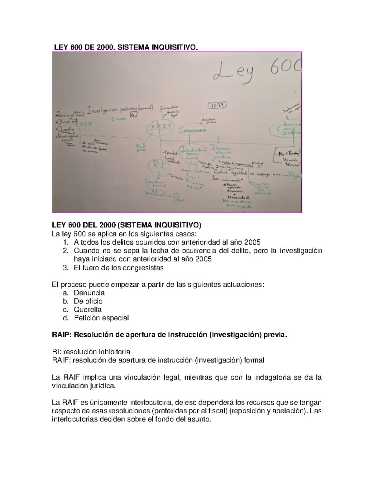 LEY 600 DEL SISTEMA INQUISITIVO: Análisis y Estructura del Proceso ...