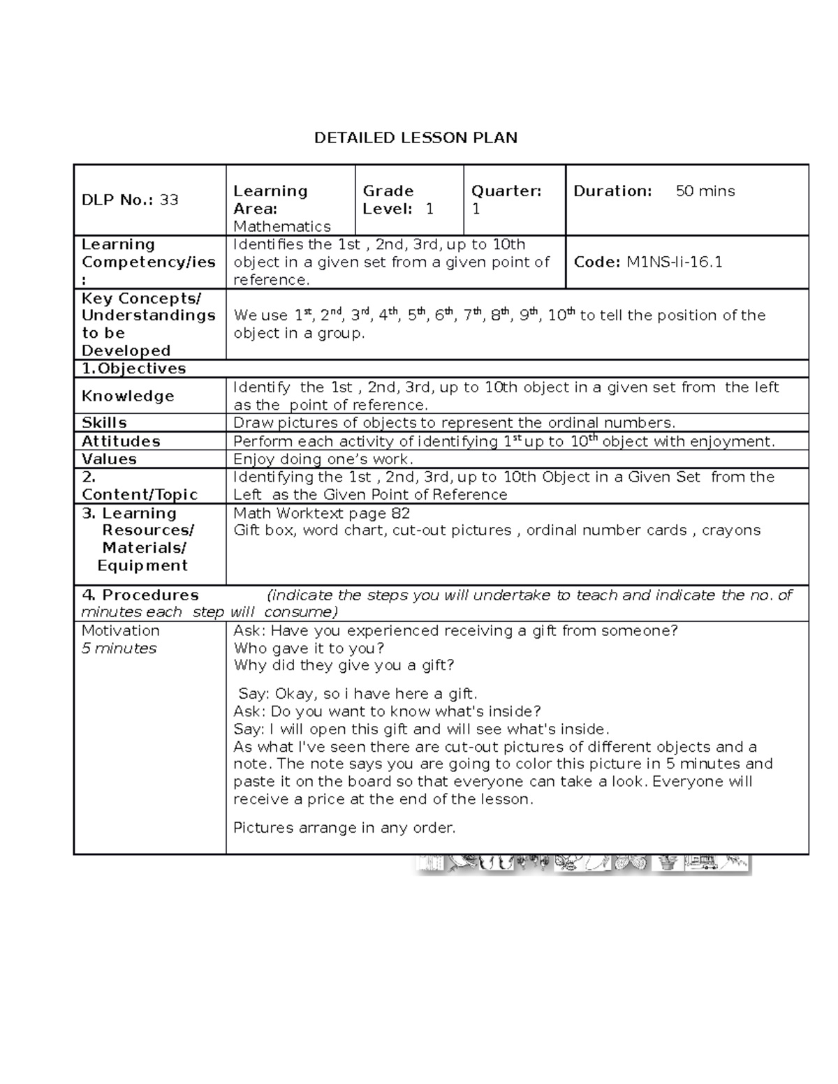 Final DLP - Detailed Lesson Plan for Grade 1 MATH (M1NS-Ii-16) - Studocu
