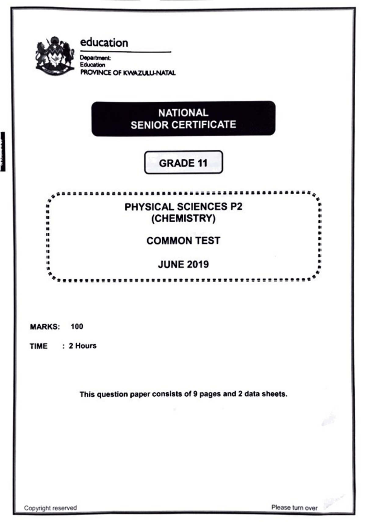 G11 psc p2 jun 2019 and memo - Physical Sciences P2 NSC-Marking ...