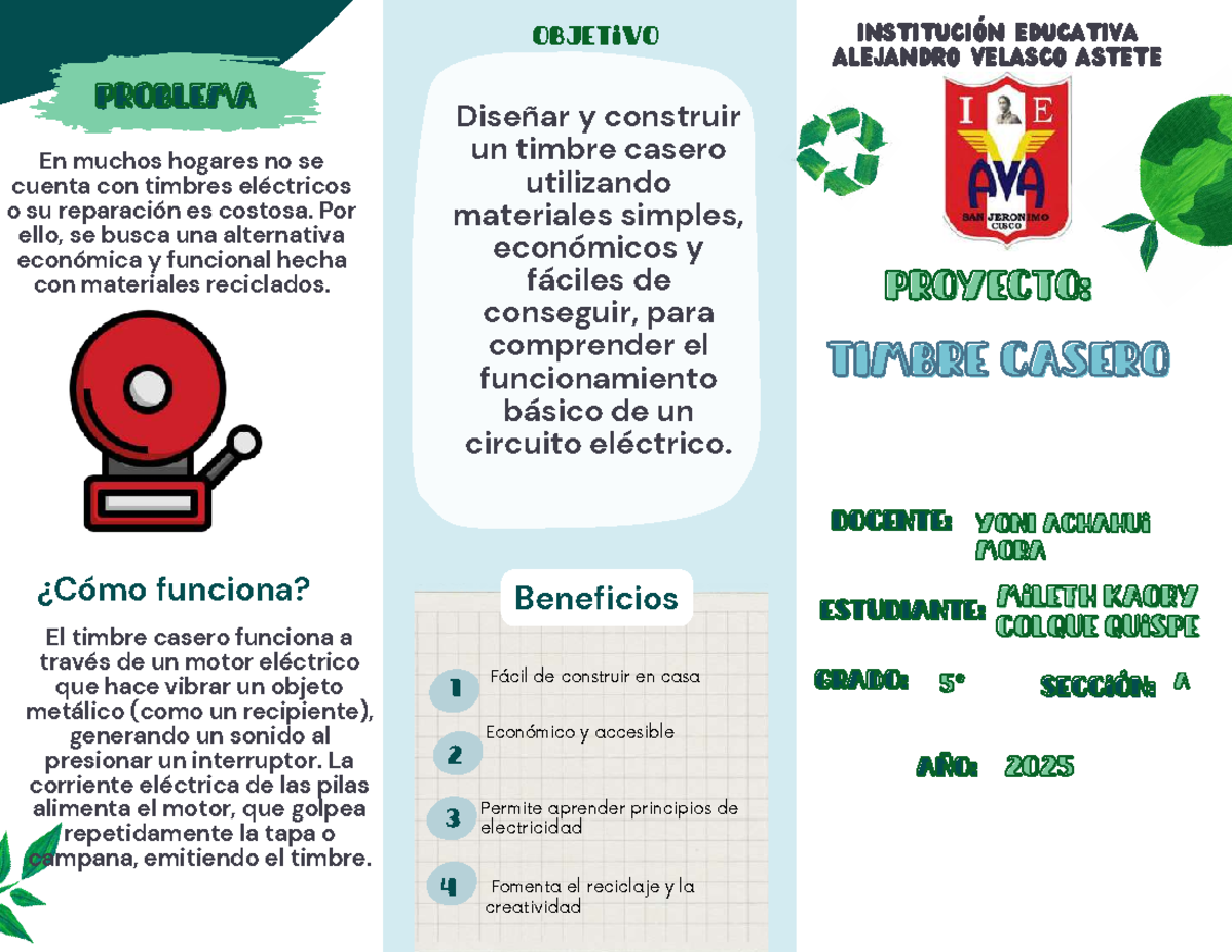 Proyecto de Timbre Casero: Alternativa Económica y Funcional - Studocu