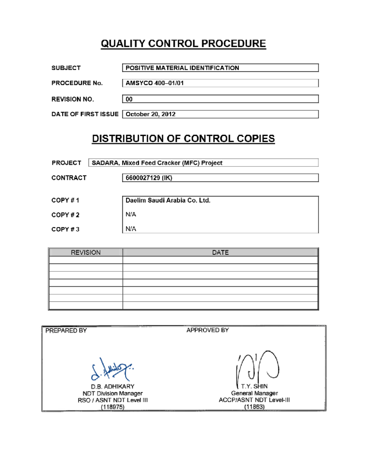 PMI Procedure Rev.00 - Pdfcoffee - QUALITY CONTROL PROCEDURE SUBJECT POSITIVE MATERIAL - Studocu