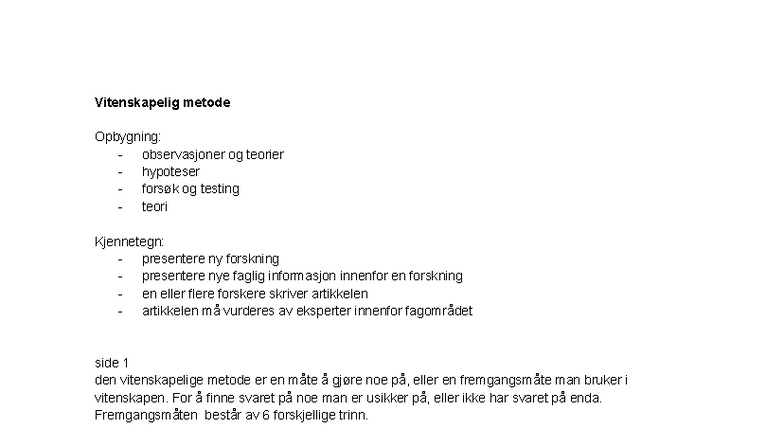 Naturfag - vet ikke helt - Vitenskapelig metode Opbygning ...