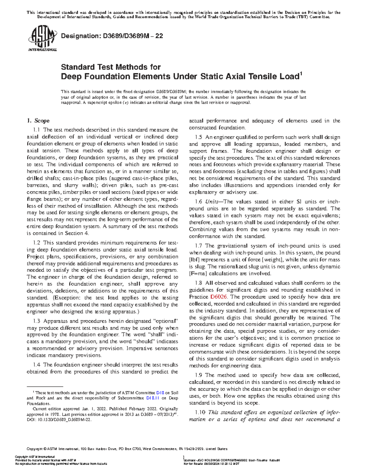 ASTM D3689 - 22 Standard Test Methods for Deep Foundation Axial Load ...