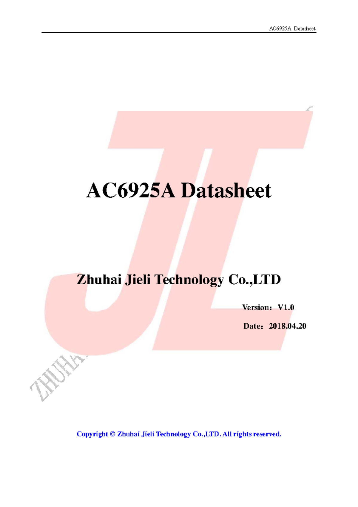 AC6925A Bluetooth IC Datasheet Overview and Features - Studocu