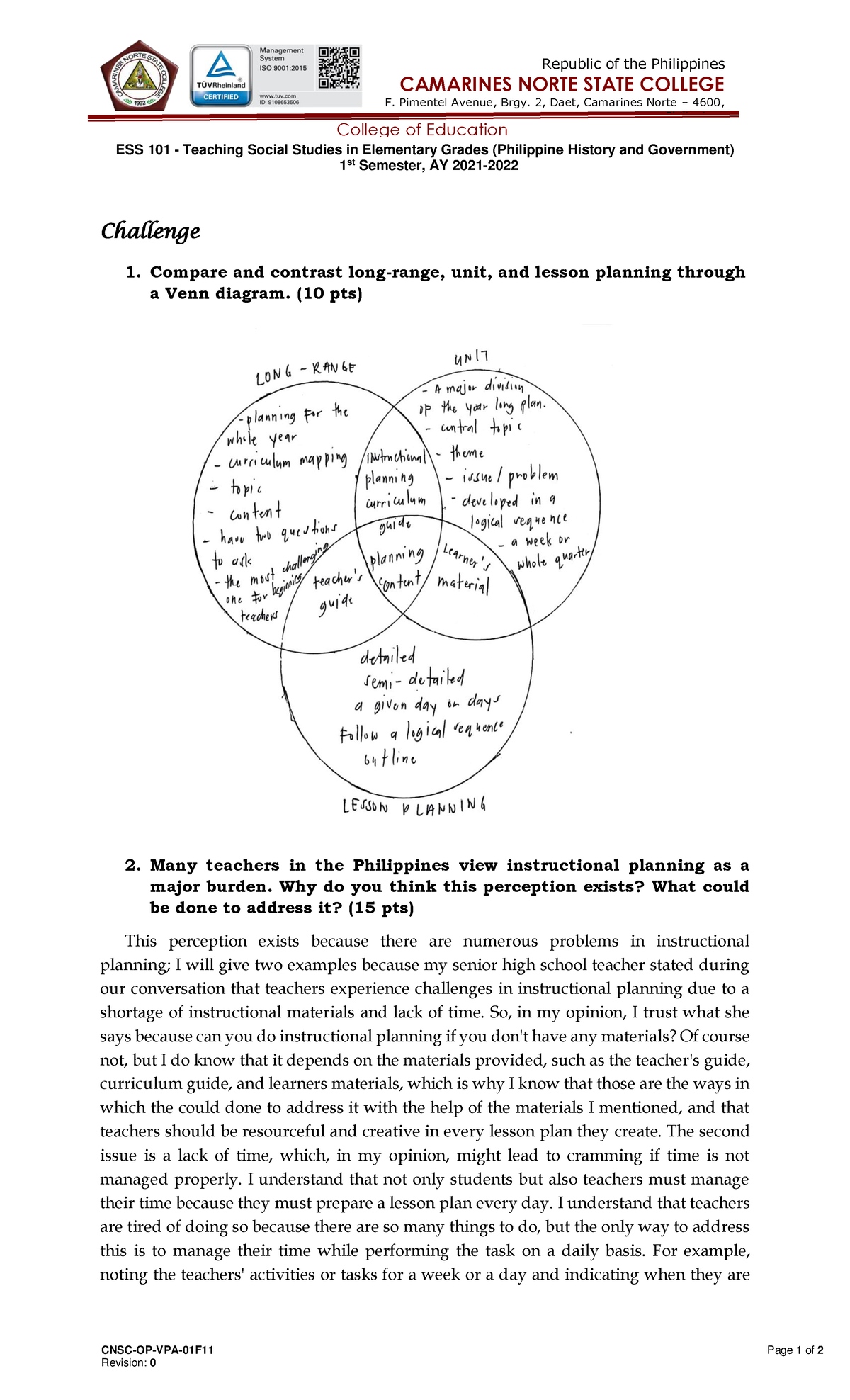 ESS 101 Teaching Social Studies: Week 8 Task Answers - Studocu