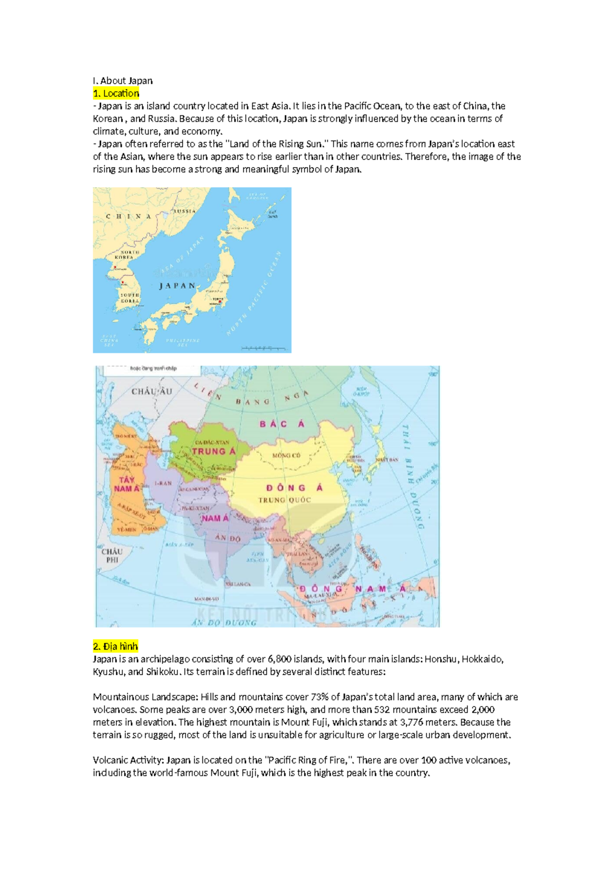 About Japan: Geography, Climate, and Culture Overview - hgt8yy9p - Studocu