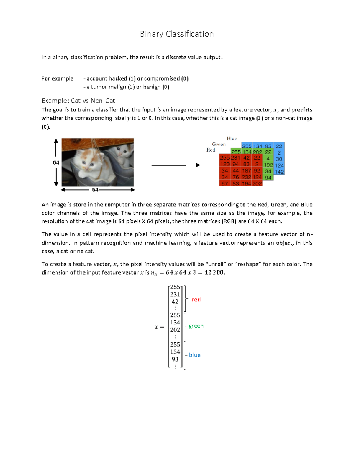 Binary Classification Concepts and Examples in Machine Learning - Studocu
