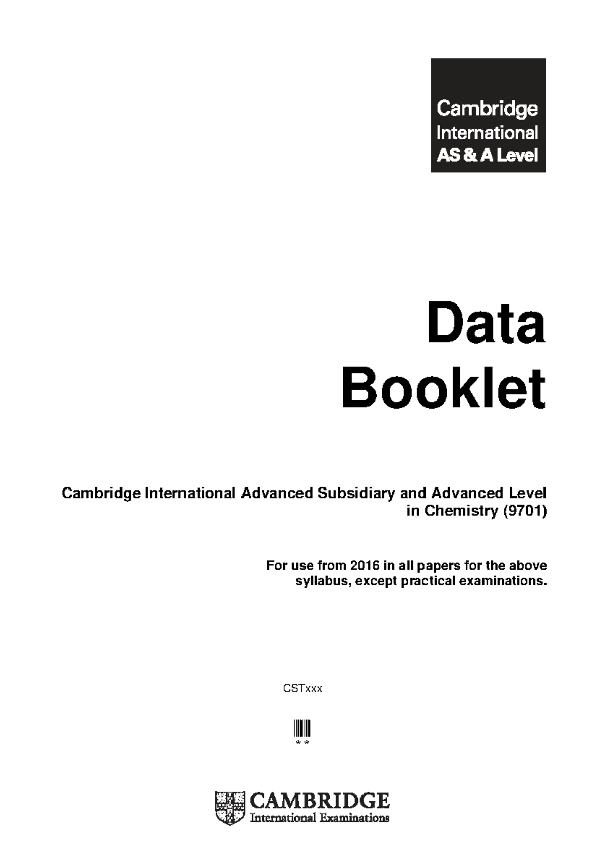 CHEM 9701 Data Booklet: Key Chemical Tables and Values - Studocu