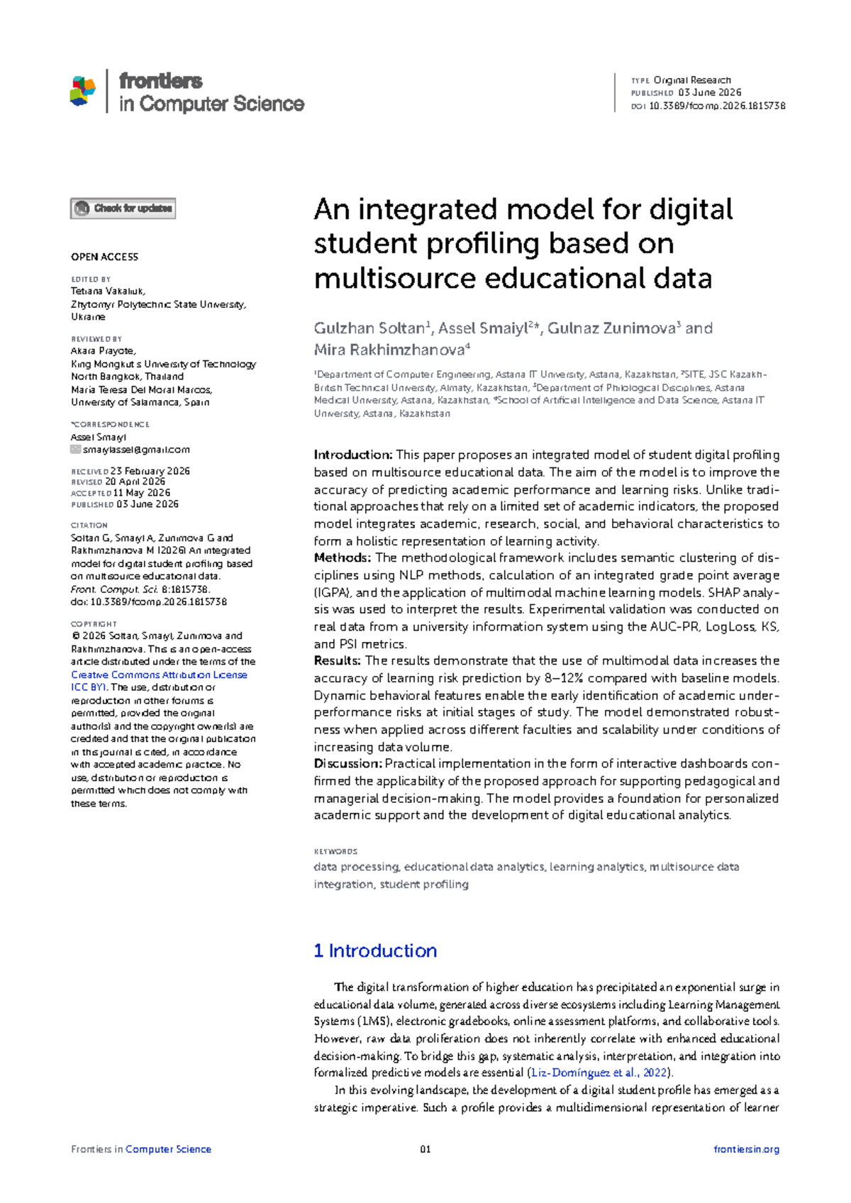 Integrated Model for Digital Student Profiling: A Multisource Approach ...
