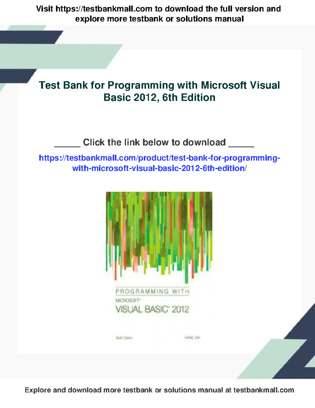 Test Bank for Programming with Microsoft Visual Basic 2012, 6th Ed ...