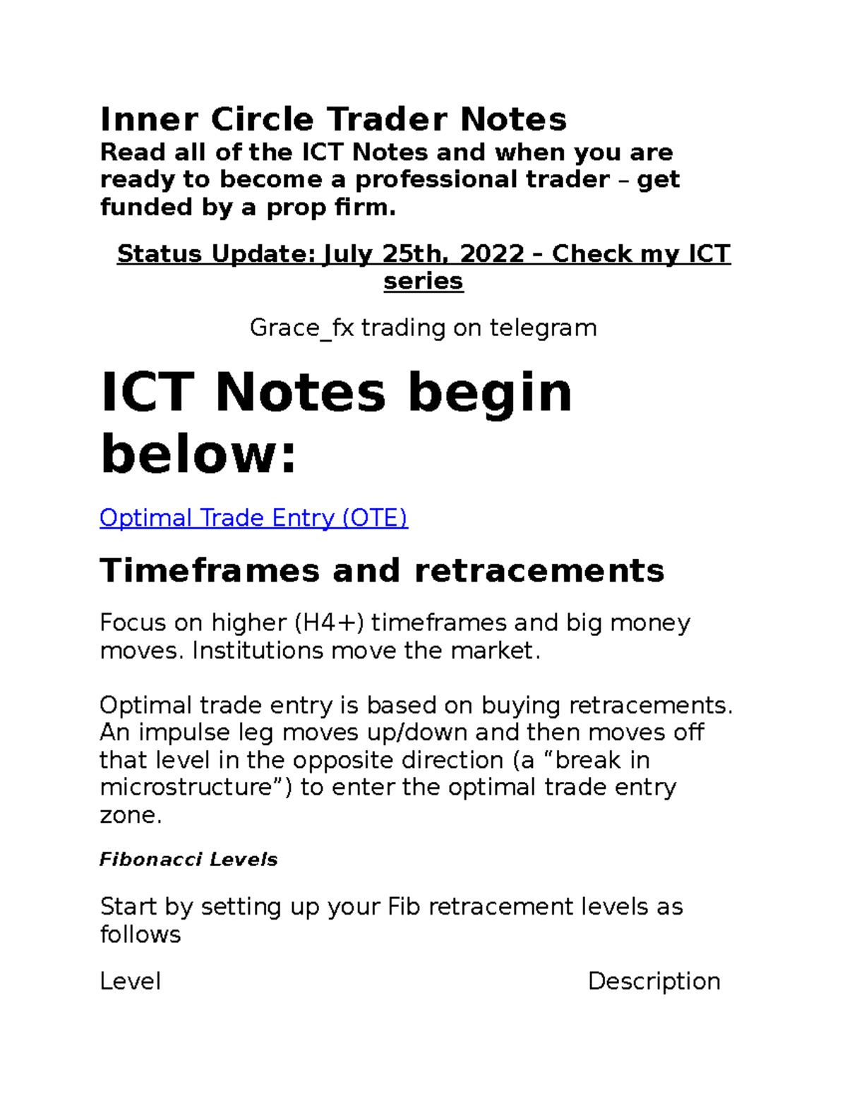 ICT Notes: Optimal Trade Strategies and Insights for Trading Success ...