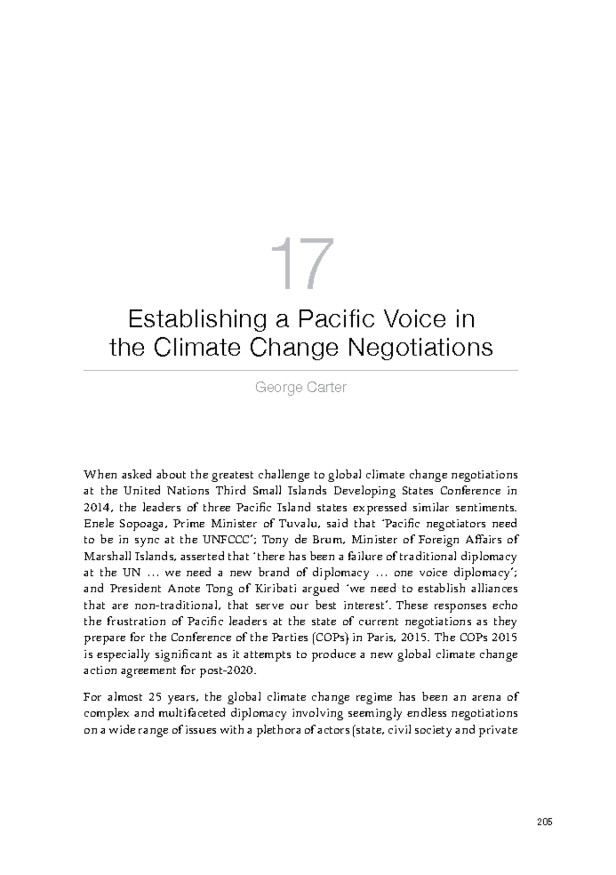 Establishing a Pacific Voice in Climate Change Negotiations - Studocu