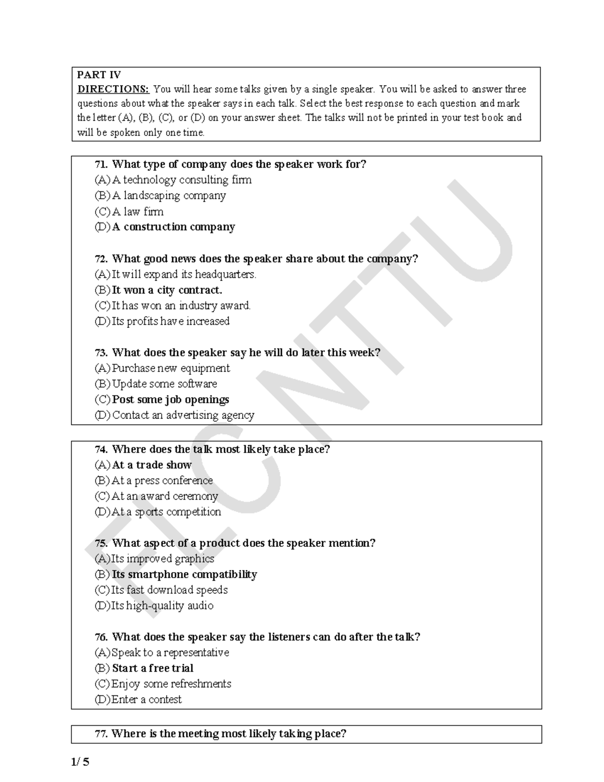 Listening Practice - Revision for P4 Exam - Studocu