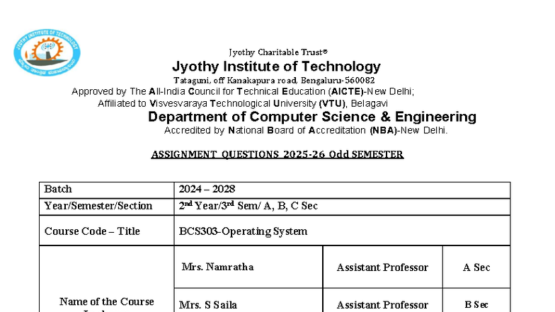 Assignment 02: OS CPU Scheduling & Deadlock Analysis (CSE 2024-2028) - Studocu