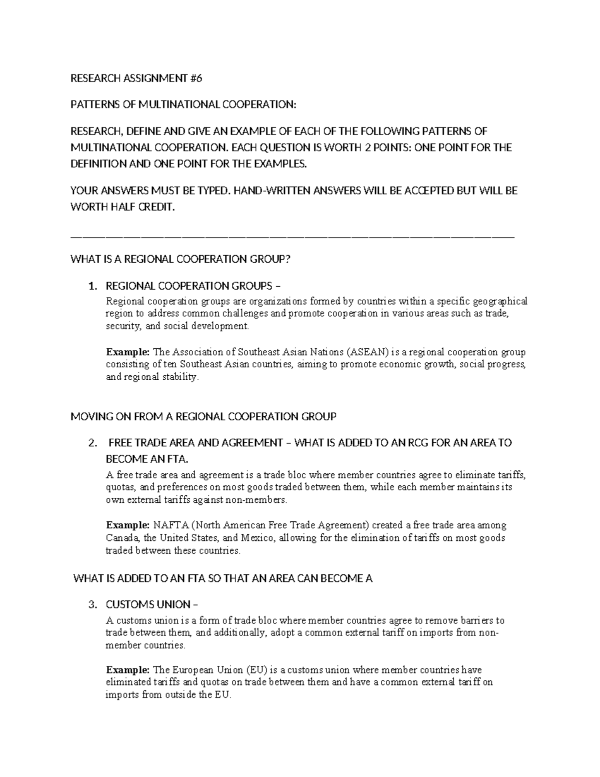 Research Assignment 6 - Patterns of Multinational Cooperation - Studocu