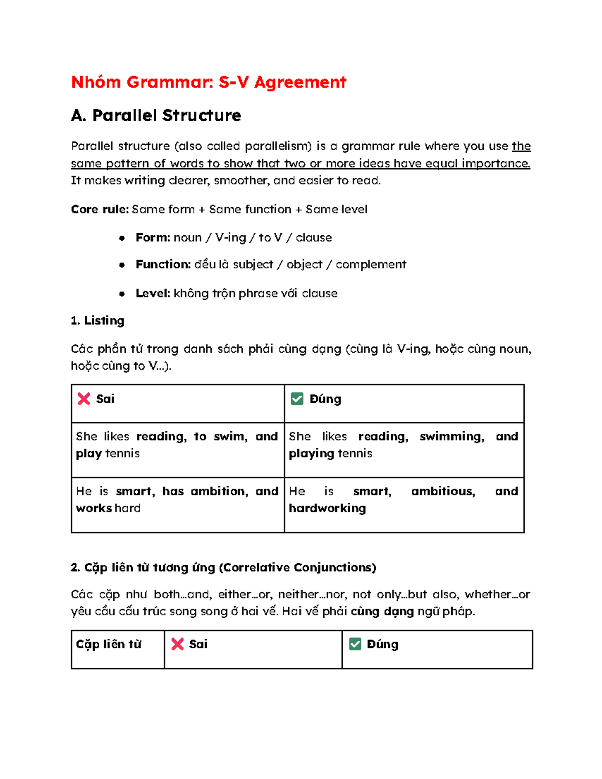 Grammar Handout: Understanding Parallel Structure and Clauses - Studocu