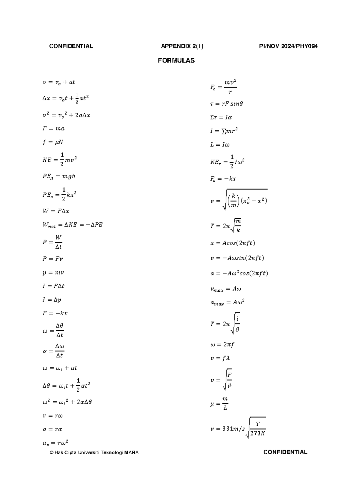 8.Final PHY094 Appendix 2 2024 - CONFIDENTIAL APPENDIX 2(1) PI/NOV 2024 /PHY © Hak Cipta ...