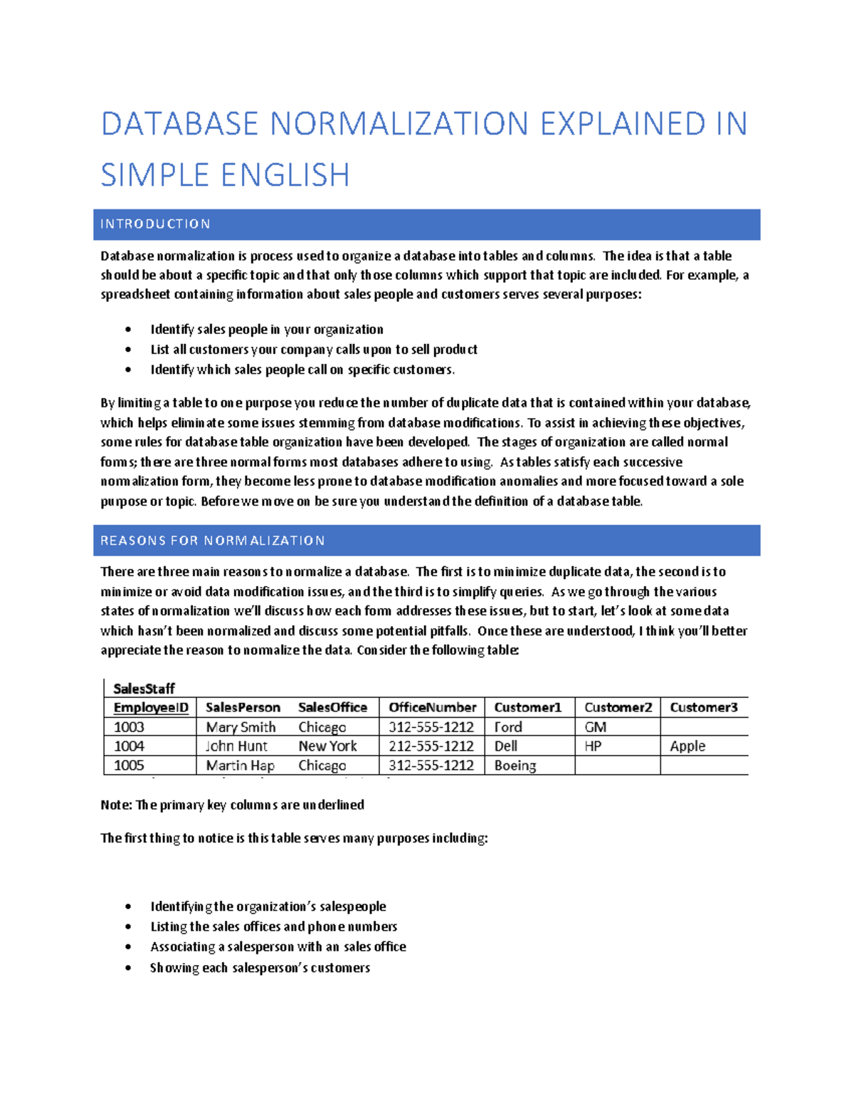 Database Normalization Explained in Simple English - DATABASE ...