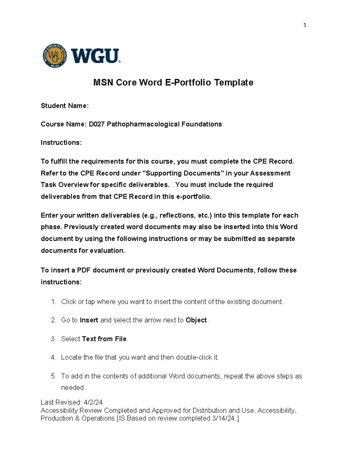 E Portfolio Template - MSN Core Word E-Portfolio Template Student Name ...