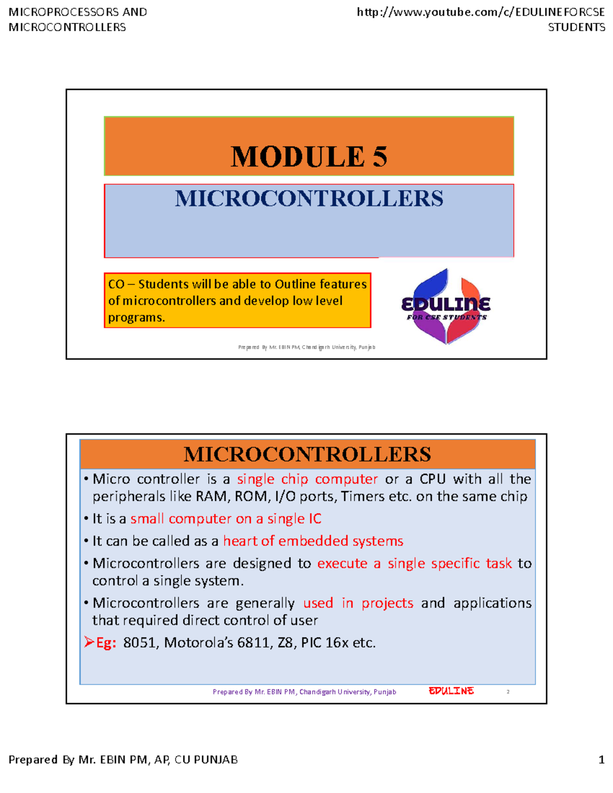 Module5microprocessor - MICROCONTROLLERS STUDENTS MODULE 5 ...