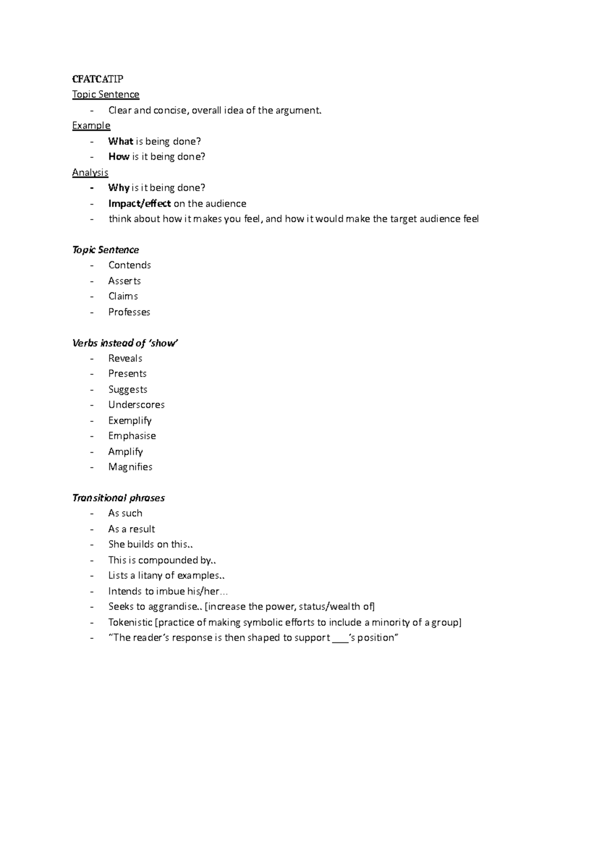 Argument Analysis (PLA) - Unit 4 Overview and Insights - Studocu