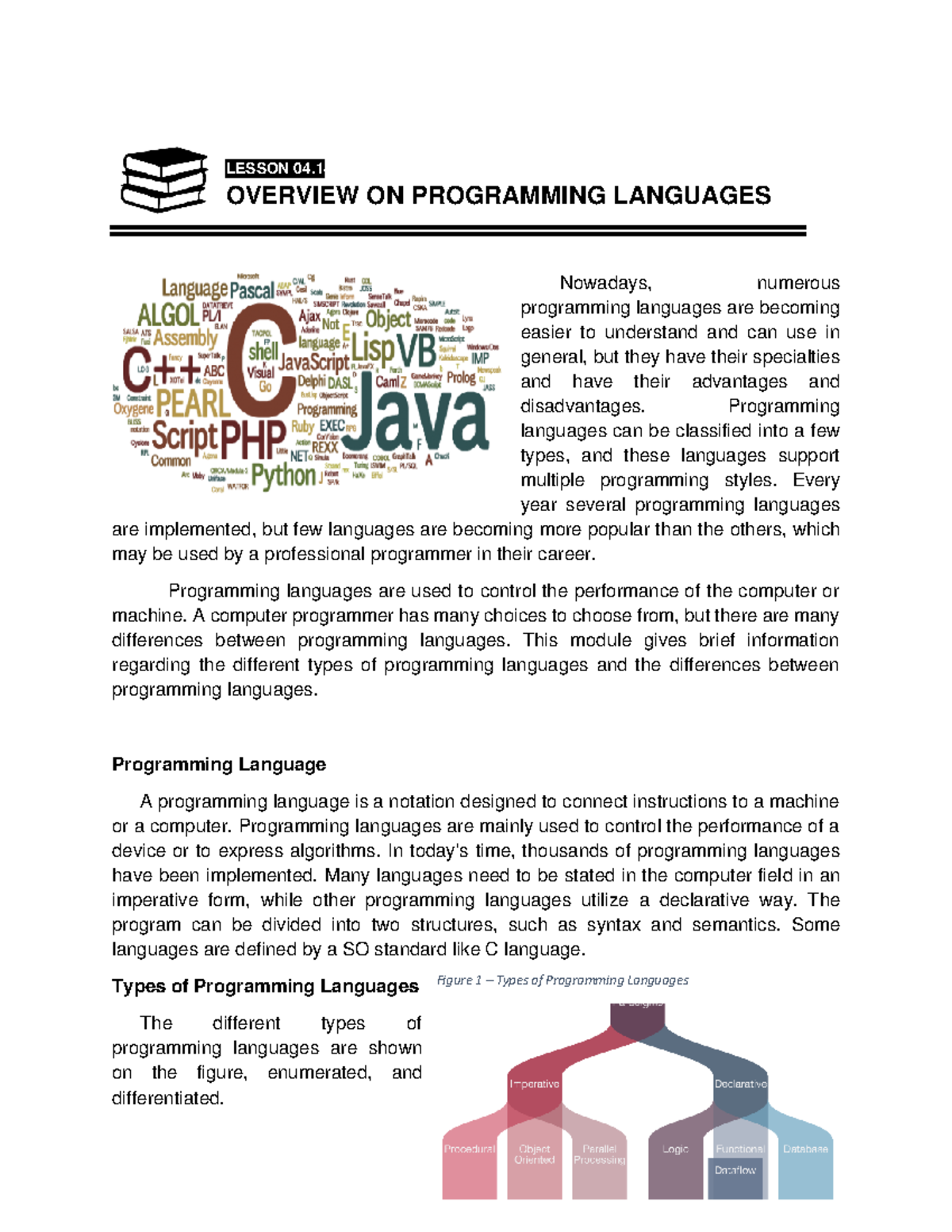 Module 4- Overview ON Programming Languages - MS. DEO STEPHANIE R. ANGELES LESSON 04. OVERVIEW ...
