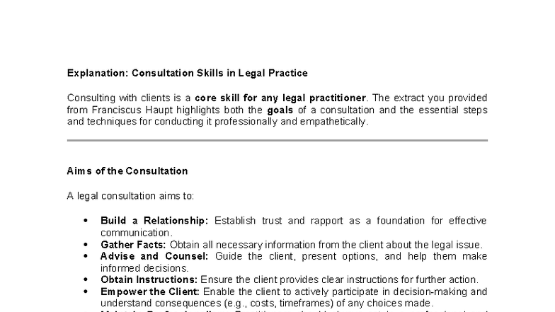 Consultation Skills in Legal Practice: Professionalism & Ethics (Lesson ...
